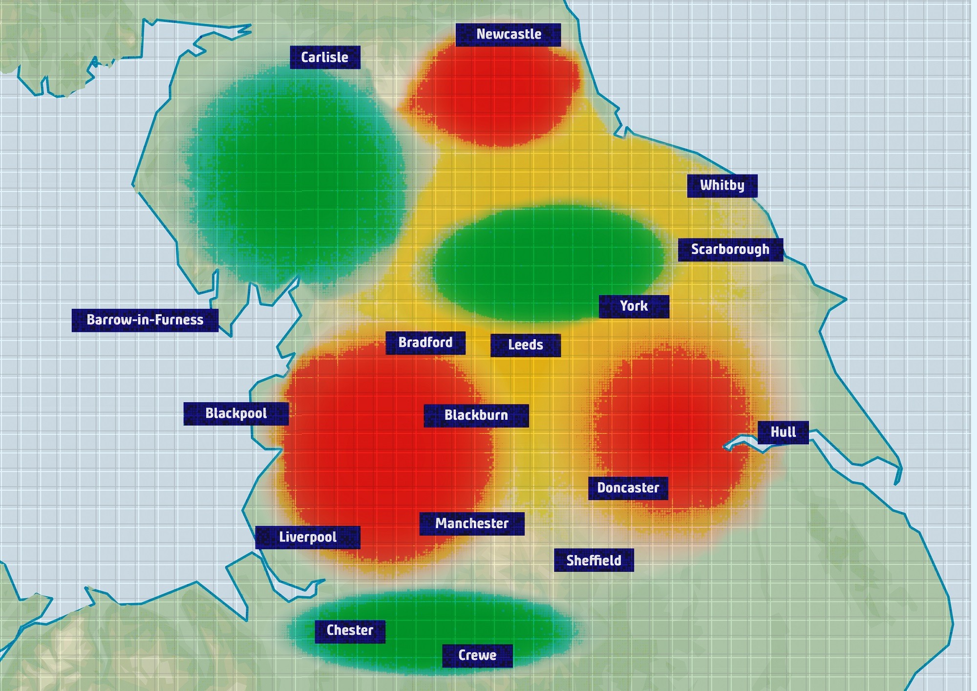 Heatmap reveals which counties across the North of England have the ...